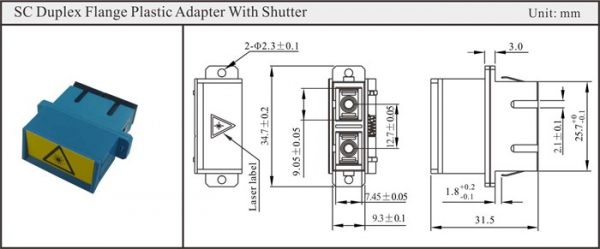 SC Duplex Flange Plastic Adapter With Shutter – WCFO
